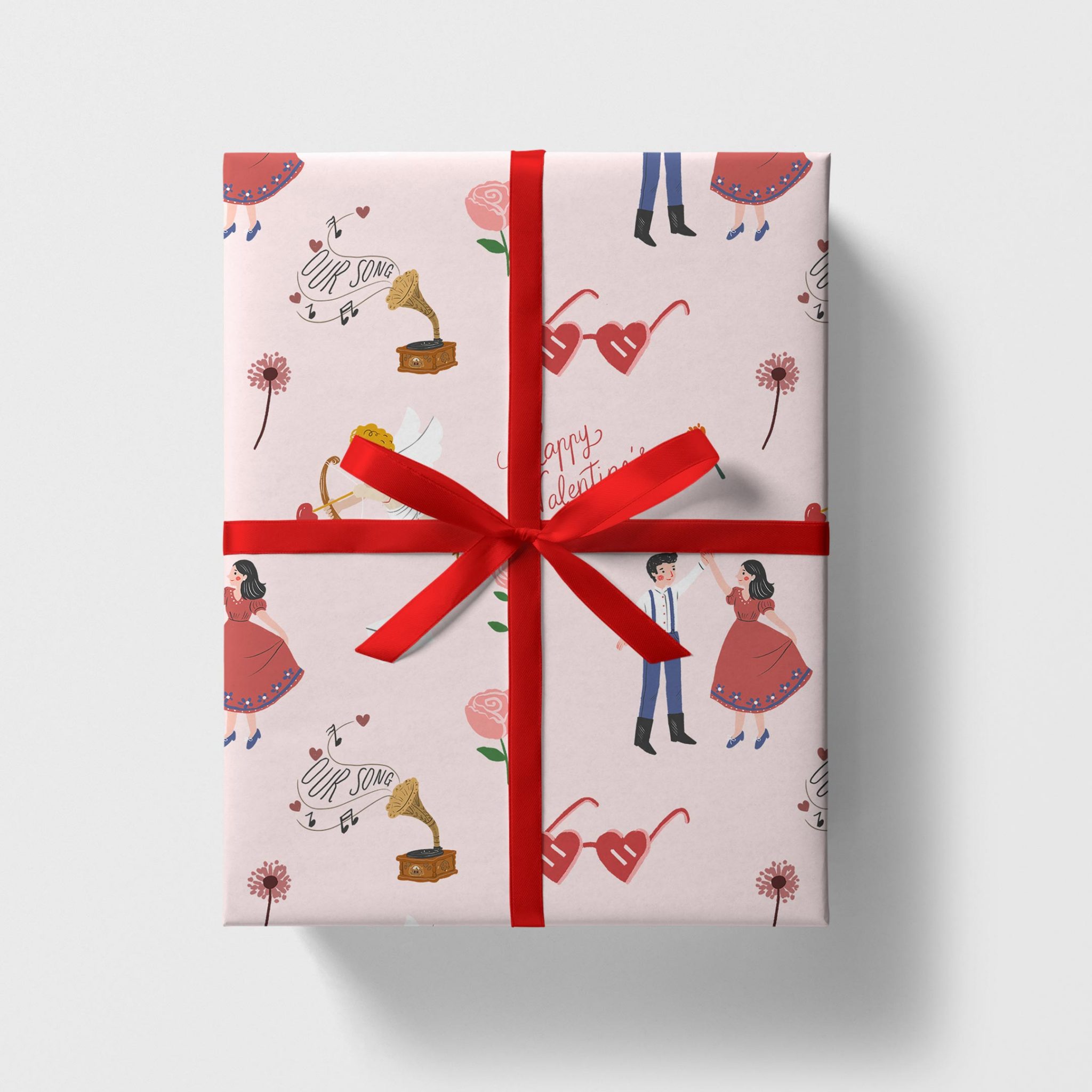 Popobell Studio | Dancing Couple Valentine’s Day Wrapping Paper