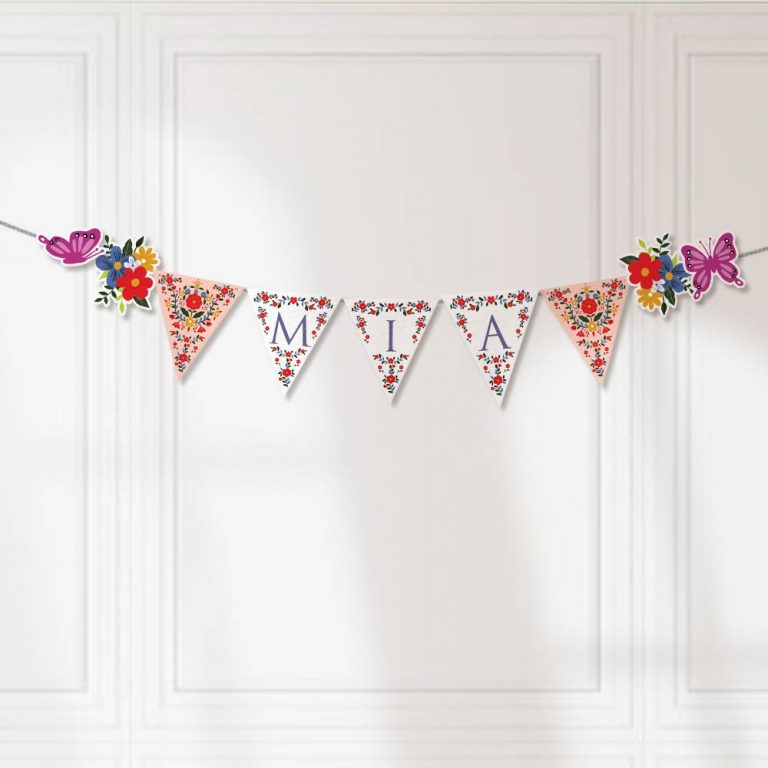 Floral Fiesta Pennant Banner Editable Printable – Popobell Studio