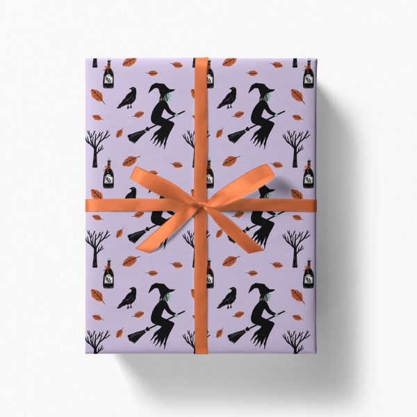Popobell Studio | Flying Witch – Halloween Wrapping Paper