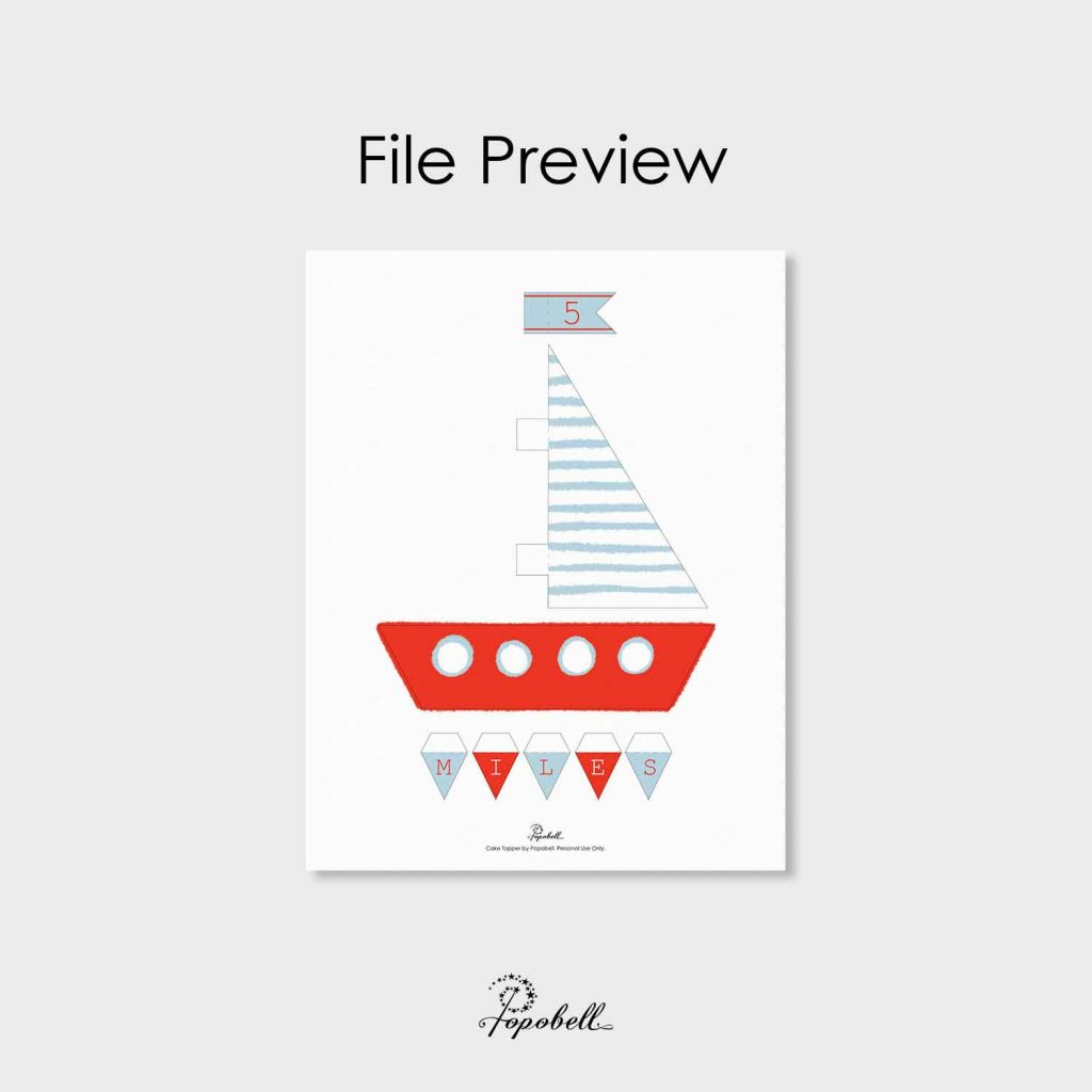 Nautical Cake Topper Printable | Editable Canva Template – Popobell Studio