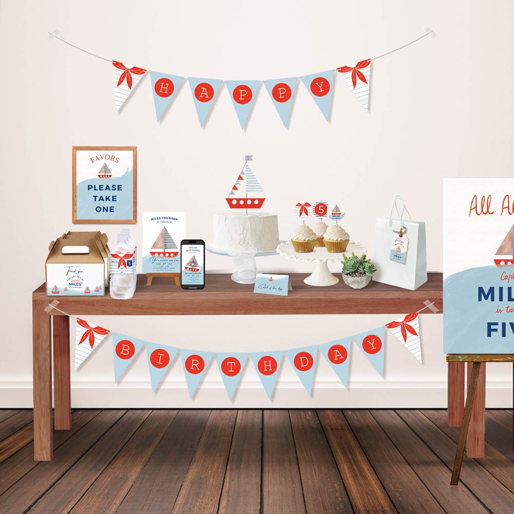 Popobell Studio | Nautical Party Kit Printable | Editable Canva Template