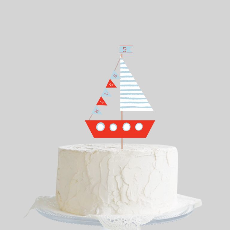 Popobell Studio | Nautical Cake Topper Printable | Editable Canva Template