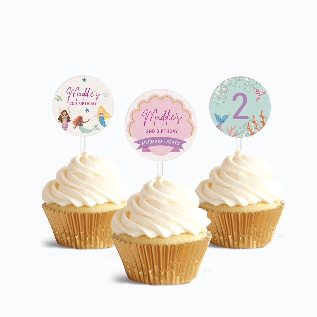 Popobell Studio | Editable Mermaid Friends Cupcake Toppers Printable